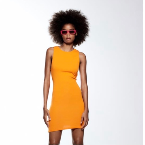 Zara | Dresses | Zara Fitted Orange Dress | Poshmark